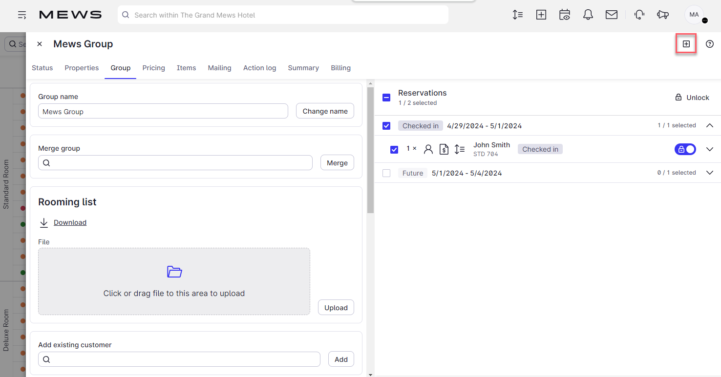 How to add reservations to a group in Mews Operations