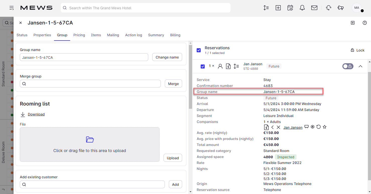 How to add reservations to a group in Mews Operations
