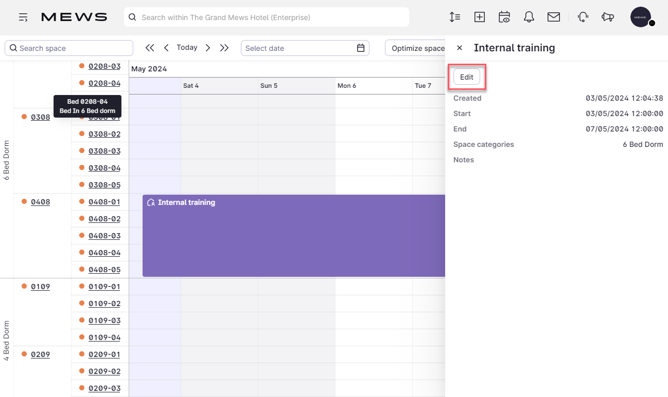 How to remove a house use reservation in Mews Operations