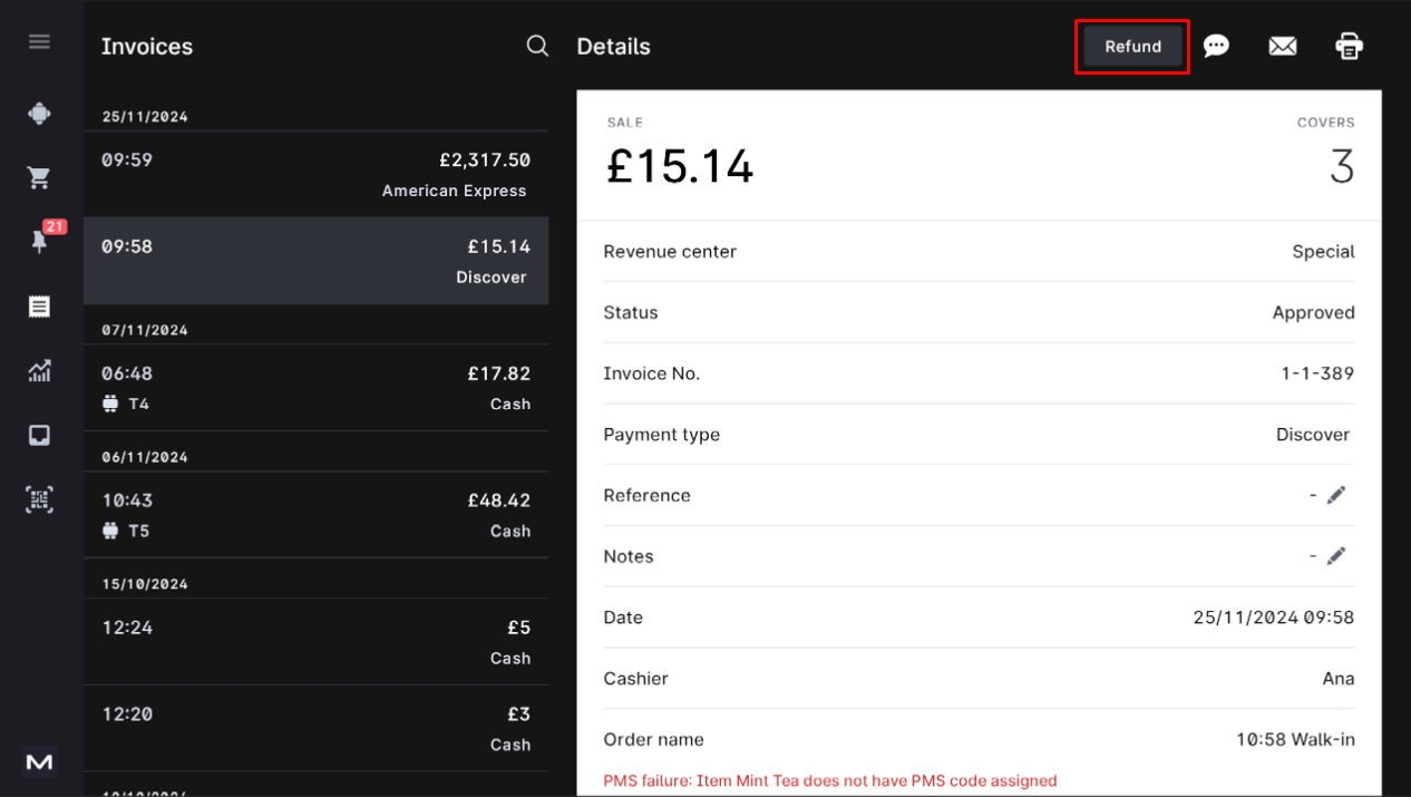 How to issue a refund using the Mews POS Android app