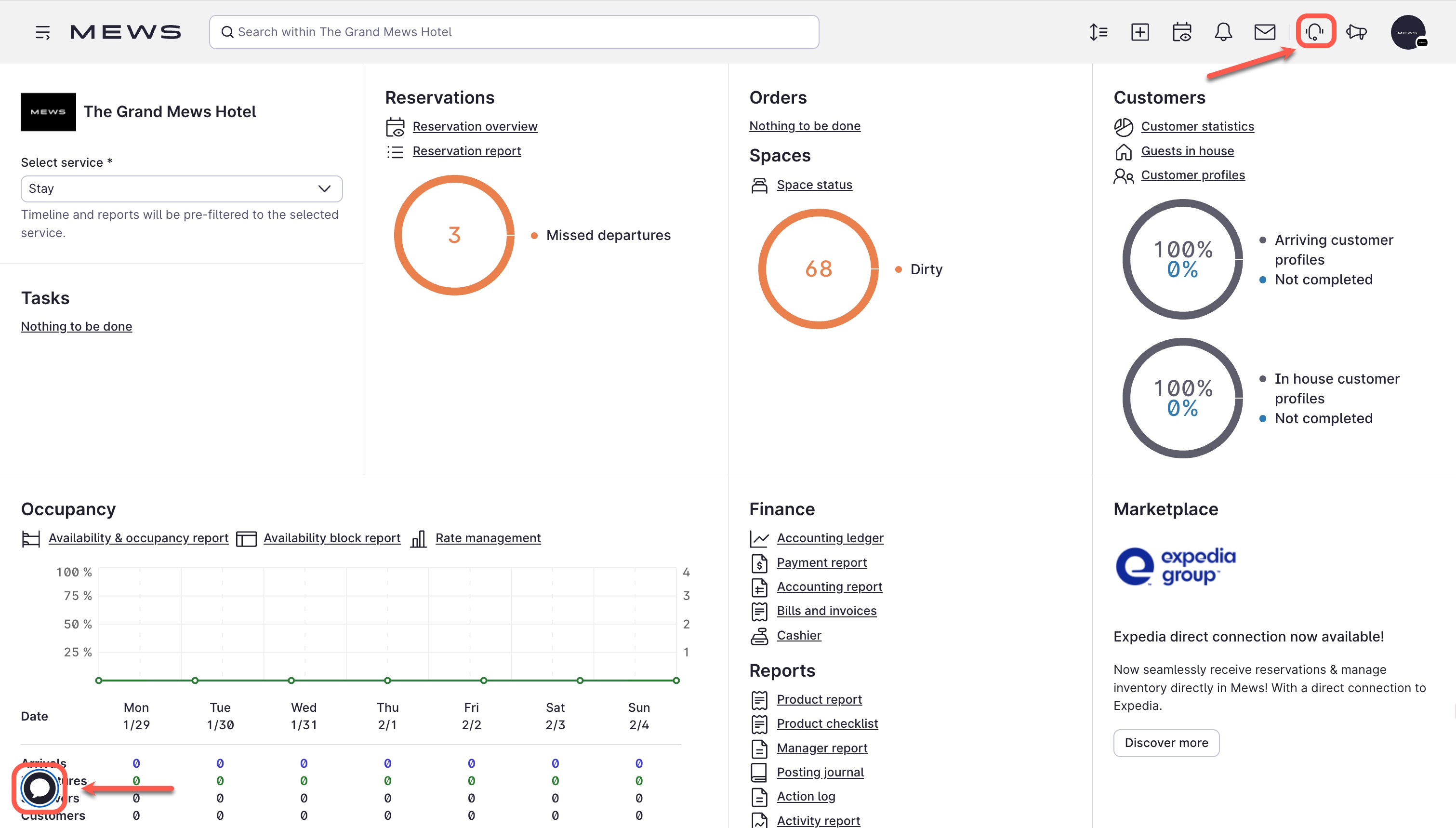 Utiliser l'assistant virtuel Mews dans Mews Operations