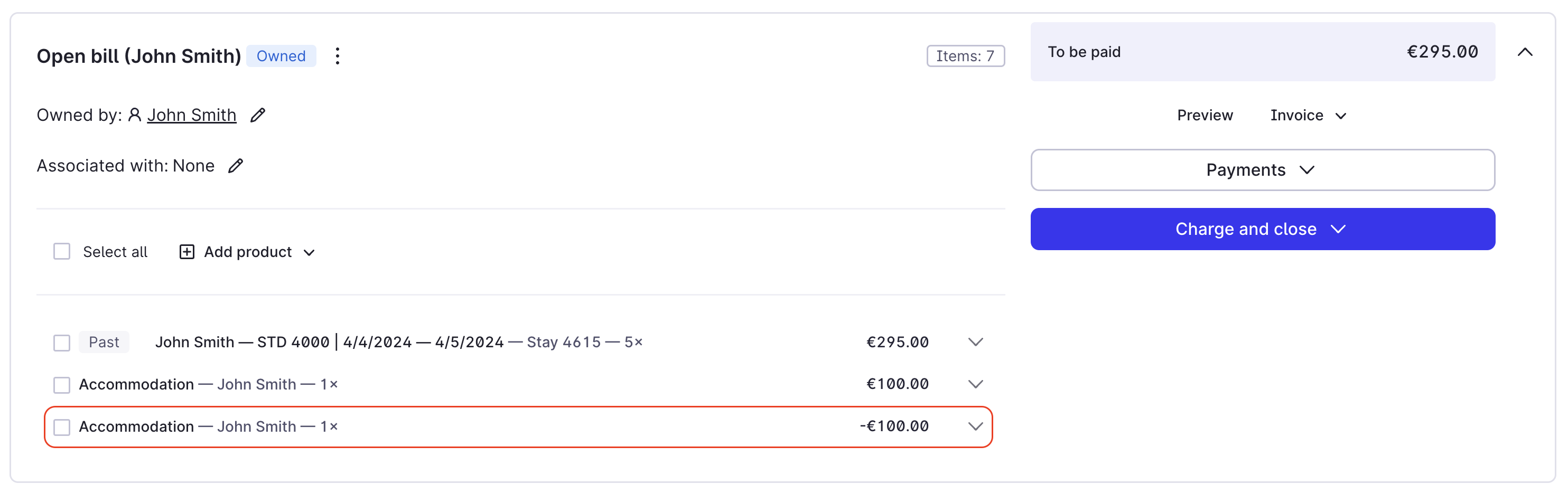 How to split charges on a bill in Mews Operations