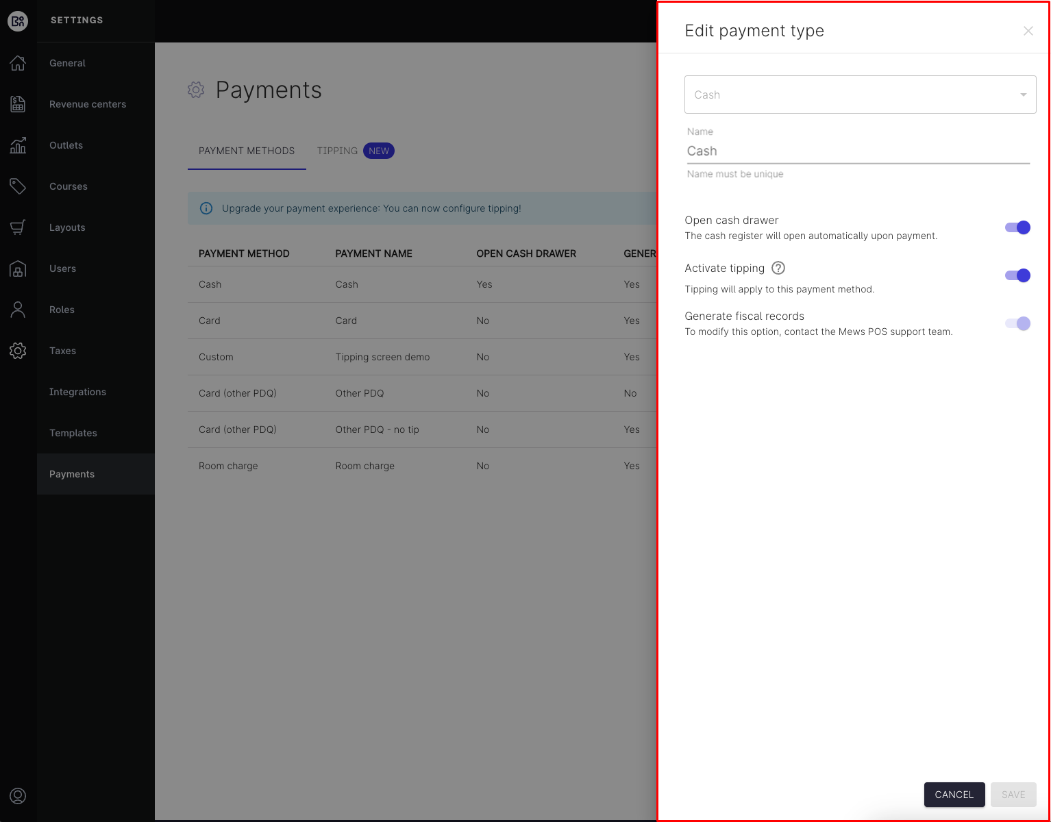How to configure payment methods in Mews POS