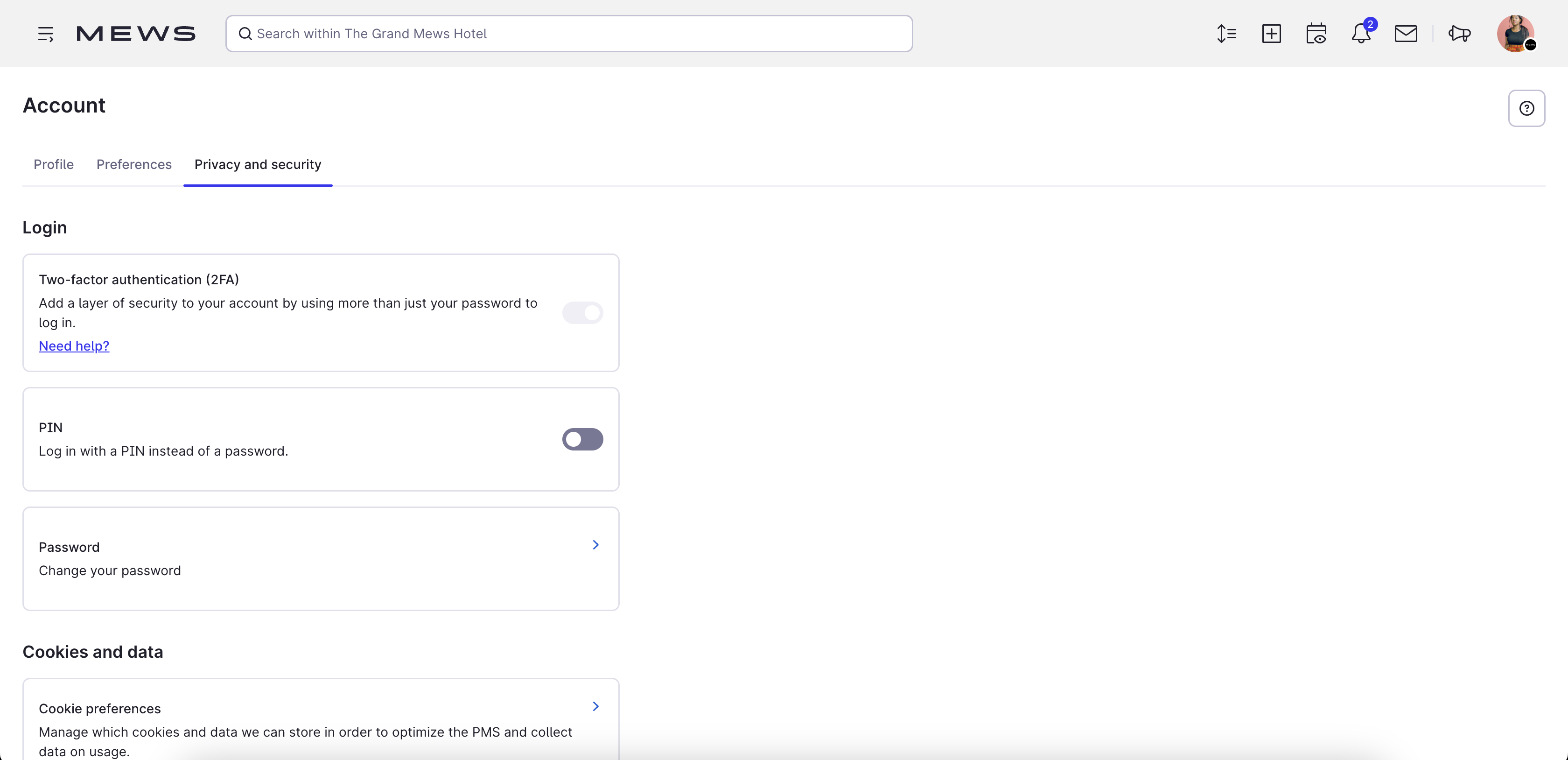 How to change your Mews user account information