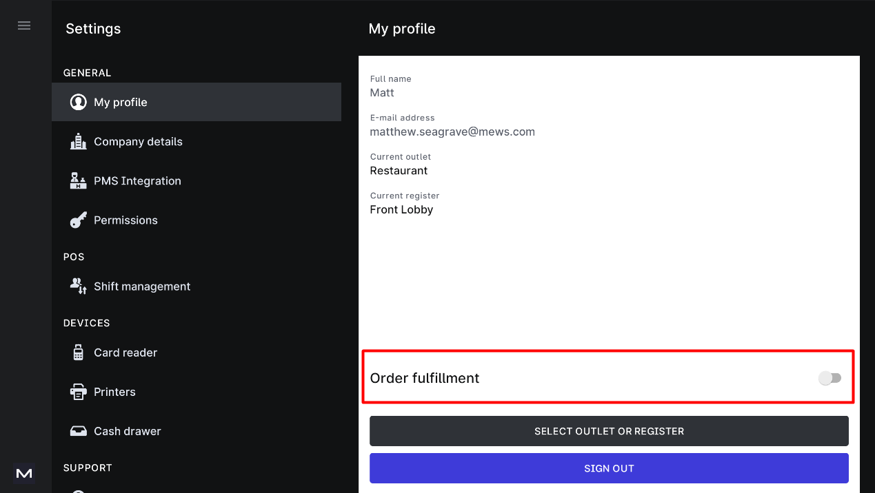 How to enable order fulfillment notifications in the Mews POS Android app