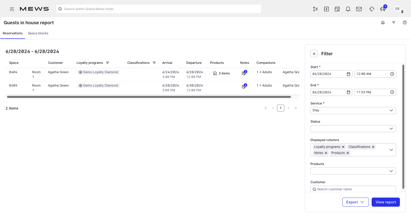 The Guests in house report