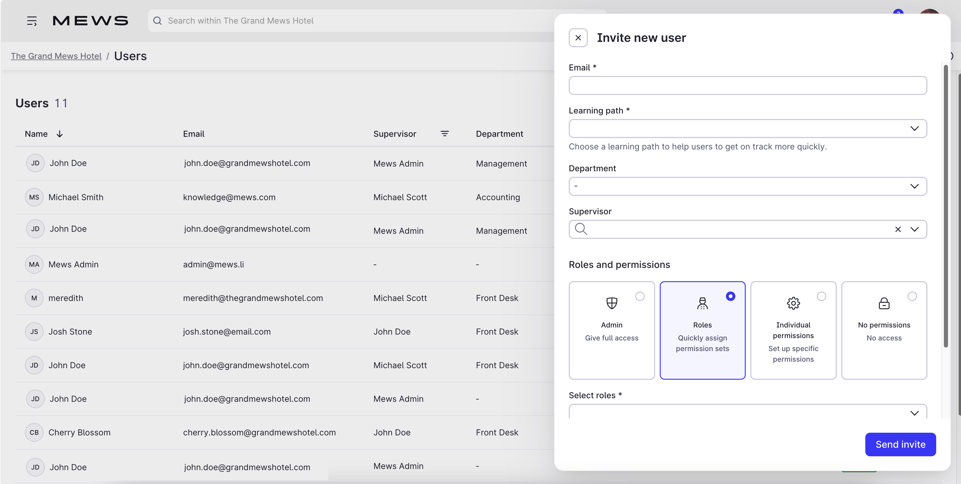 Add or remove a user in Mews Operations