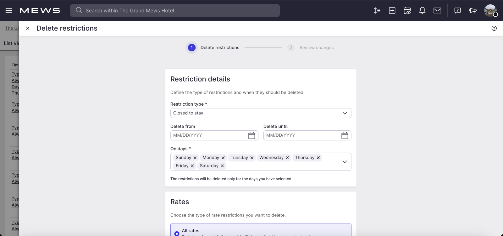 How to edit and delete restrictions in Mews Operations