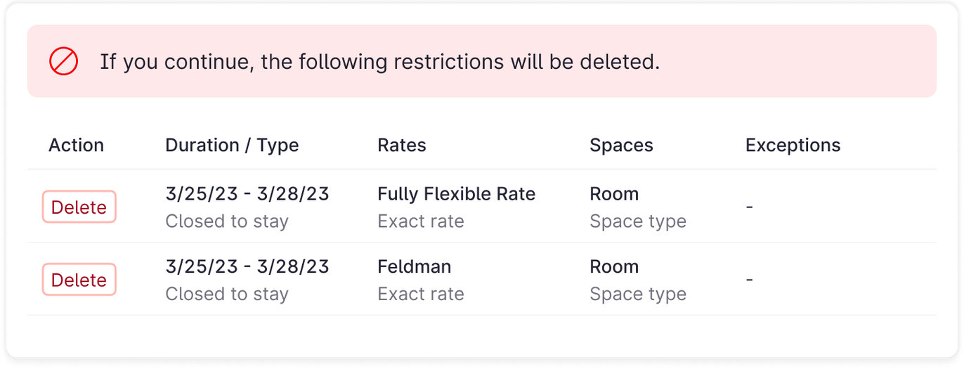 How to edit and delete restrictions in Mews Operations