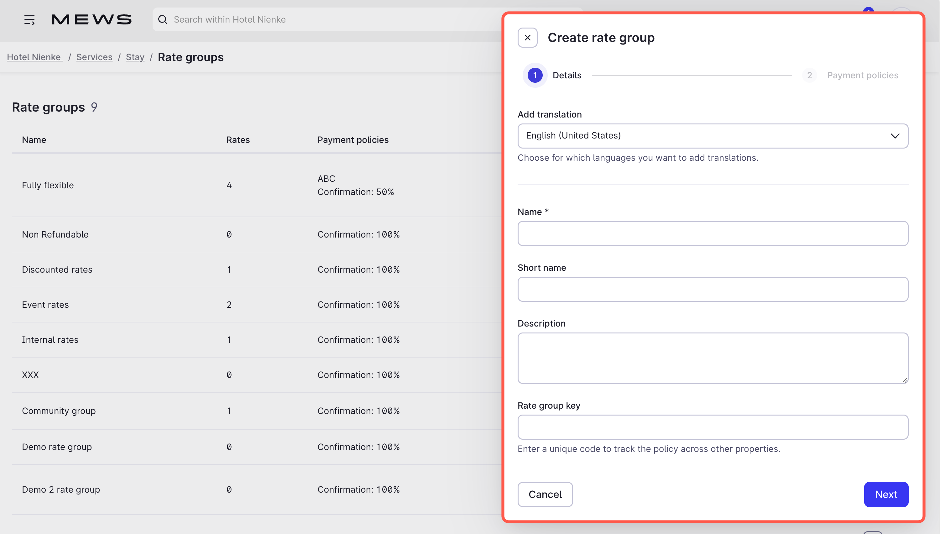 How to create a rate group in Mews Operations