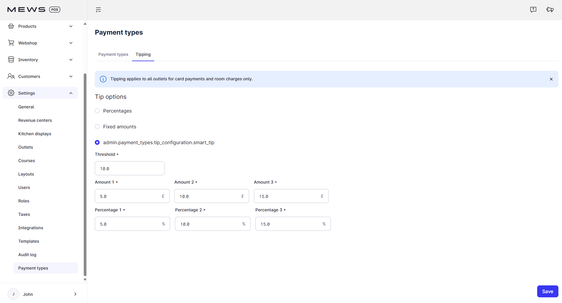 How to configure tipping in Mews POS