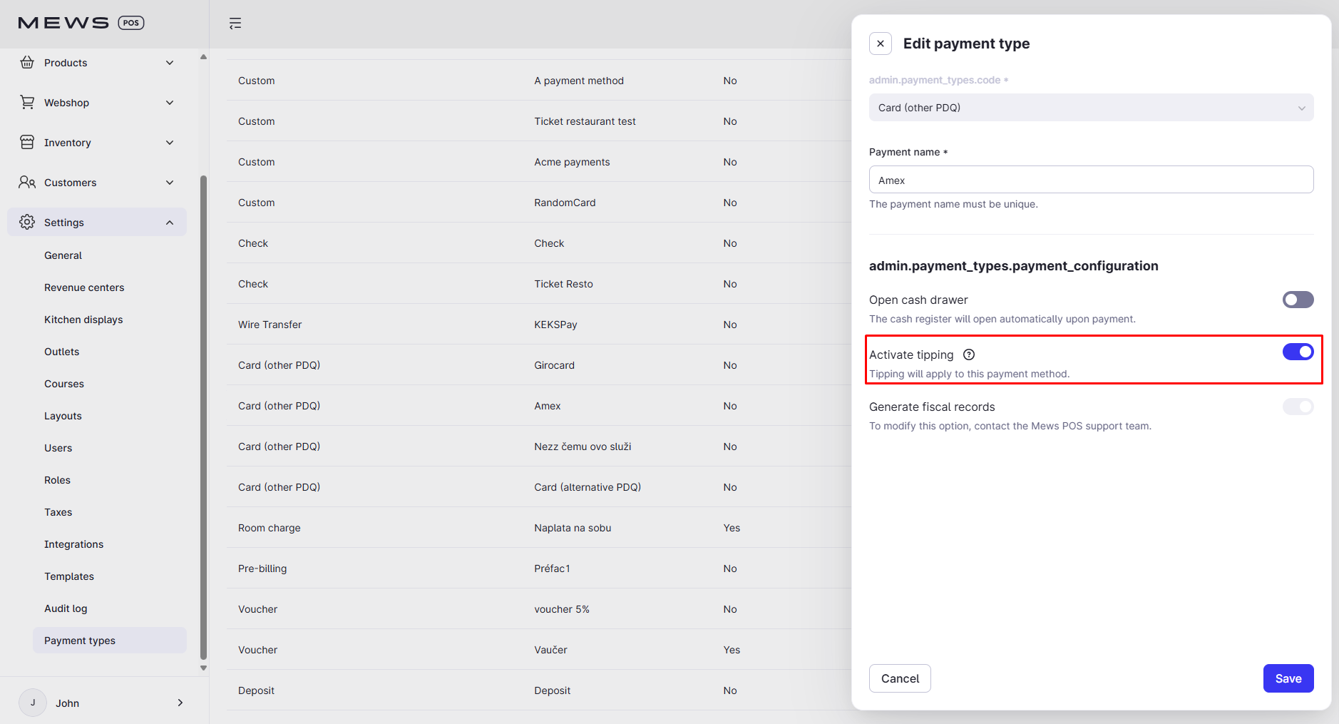 How to configure tipping in Mews POS