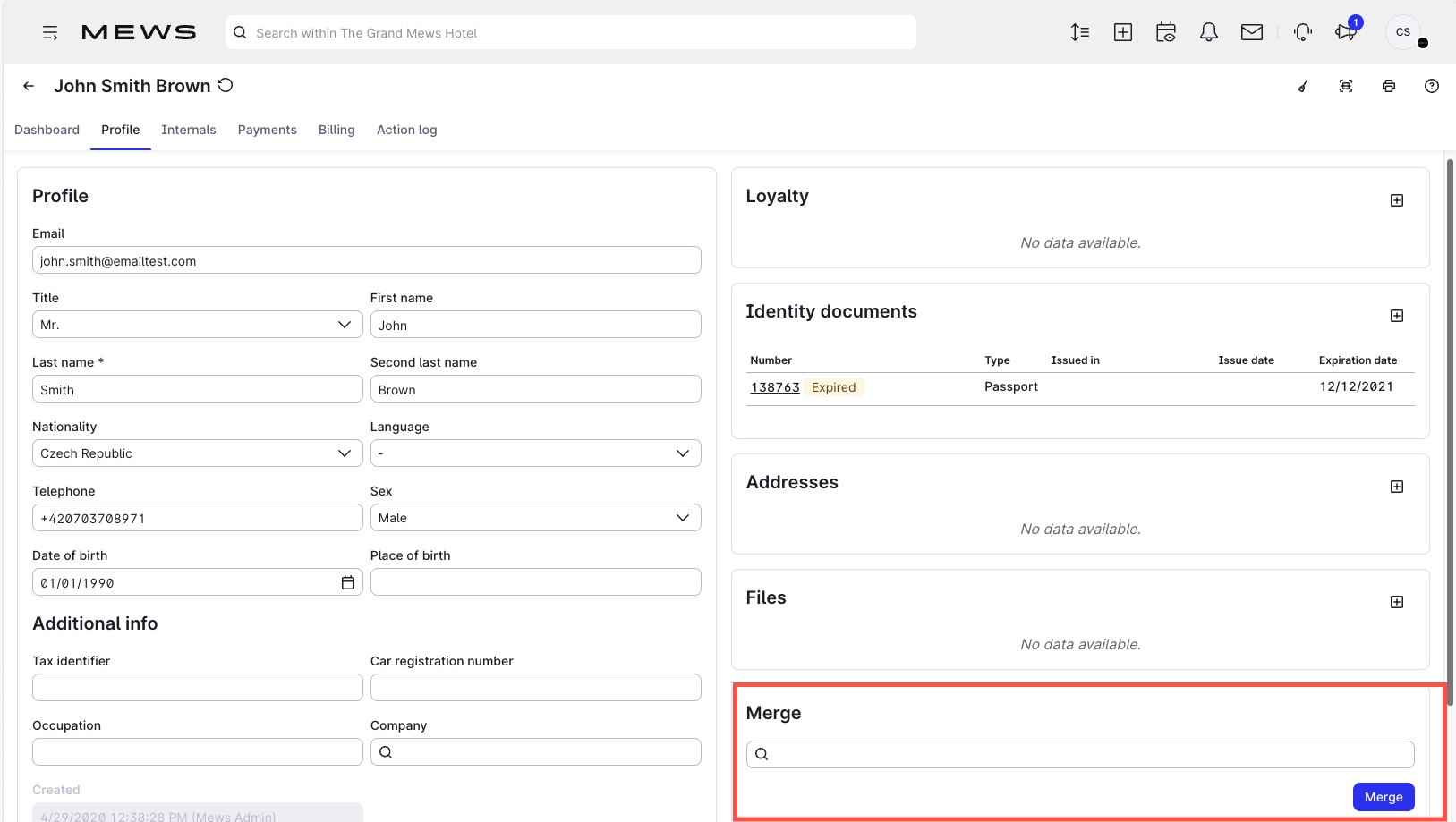 How to merge matching customer profiles with Match and merge in Mews Operations