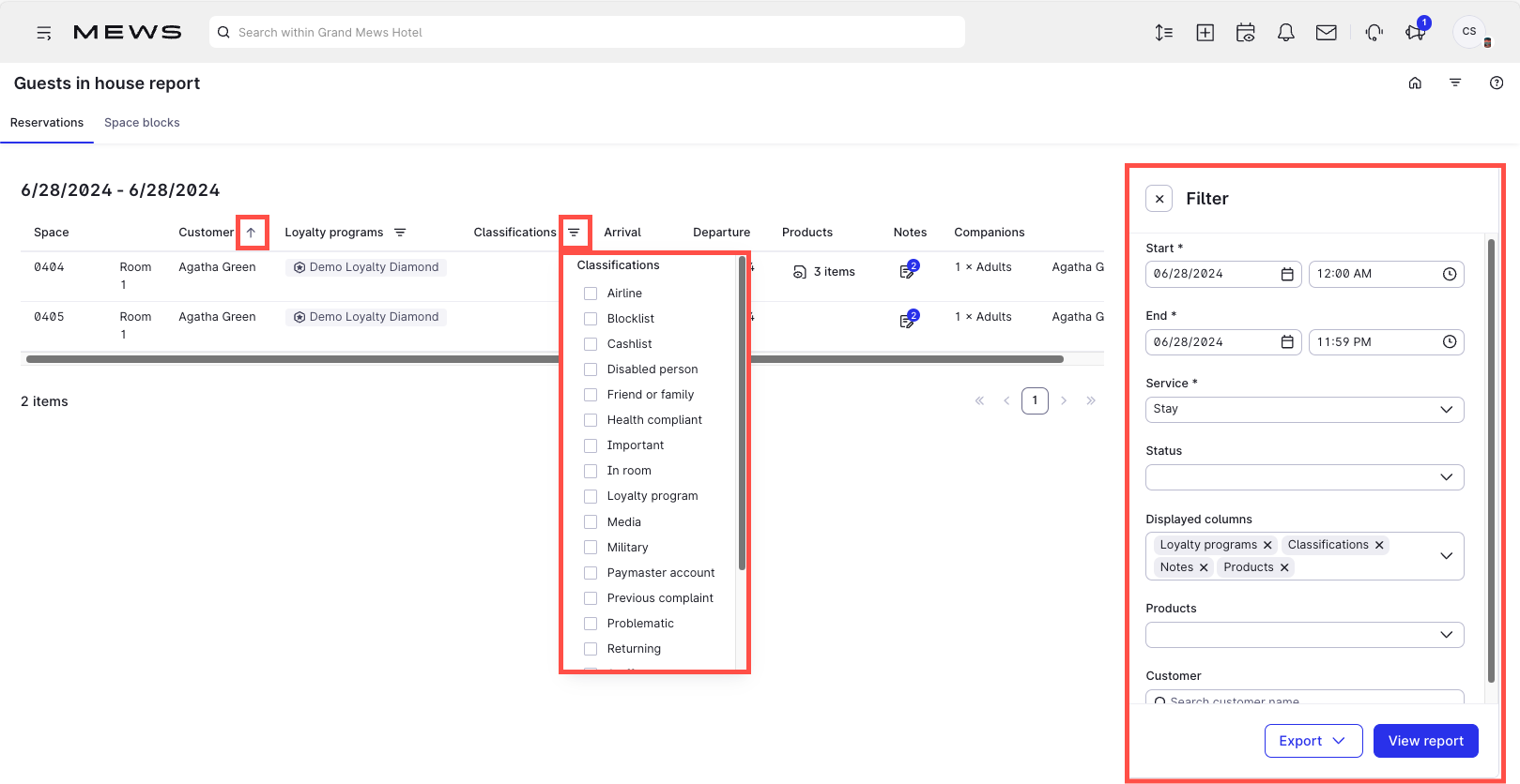 The Guests in house report