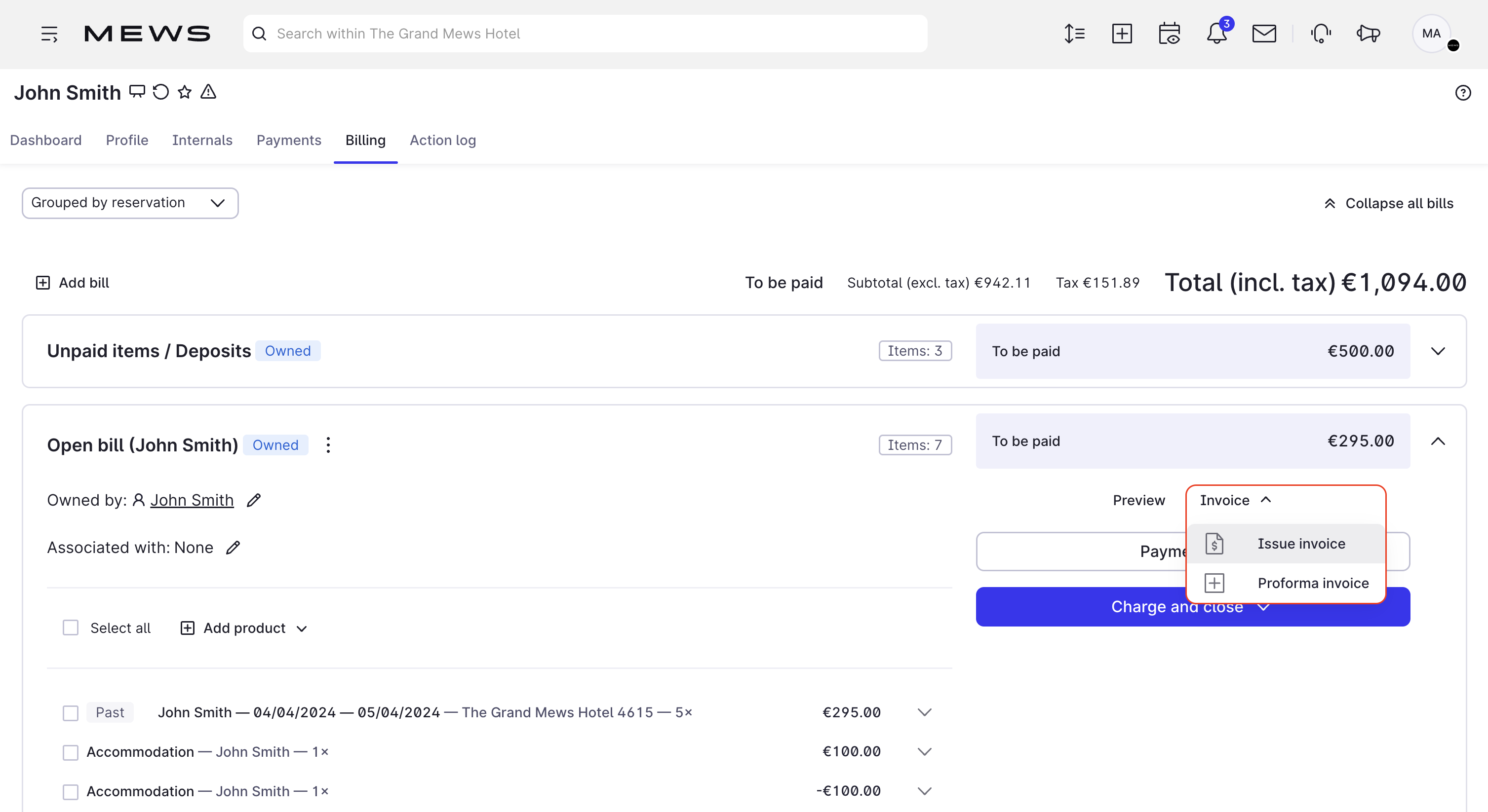 How to set up and issue invoices in Mews Operations