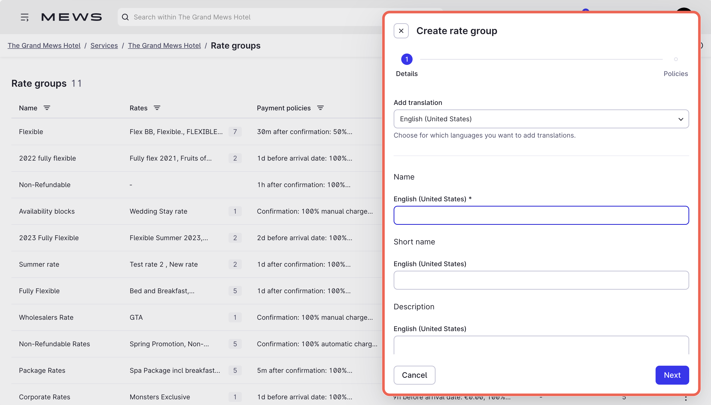 How to create a rate group in Mews Operations