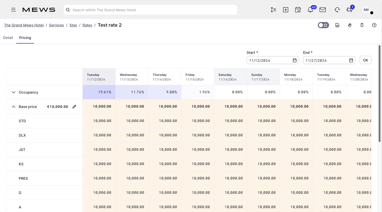 Managing the pricing details of a rate in Mews Operations