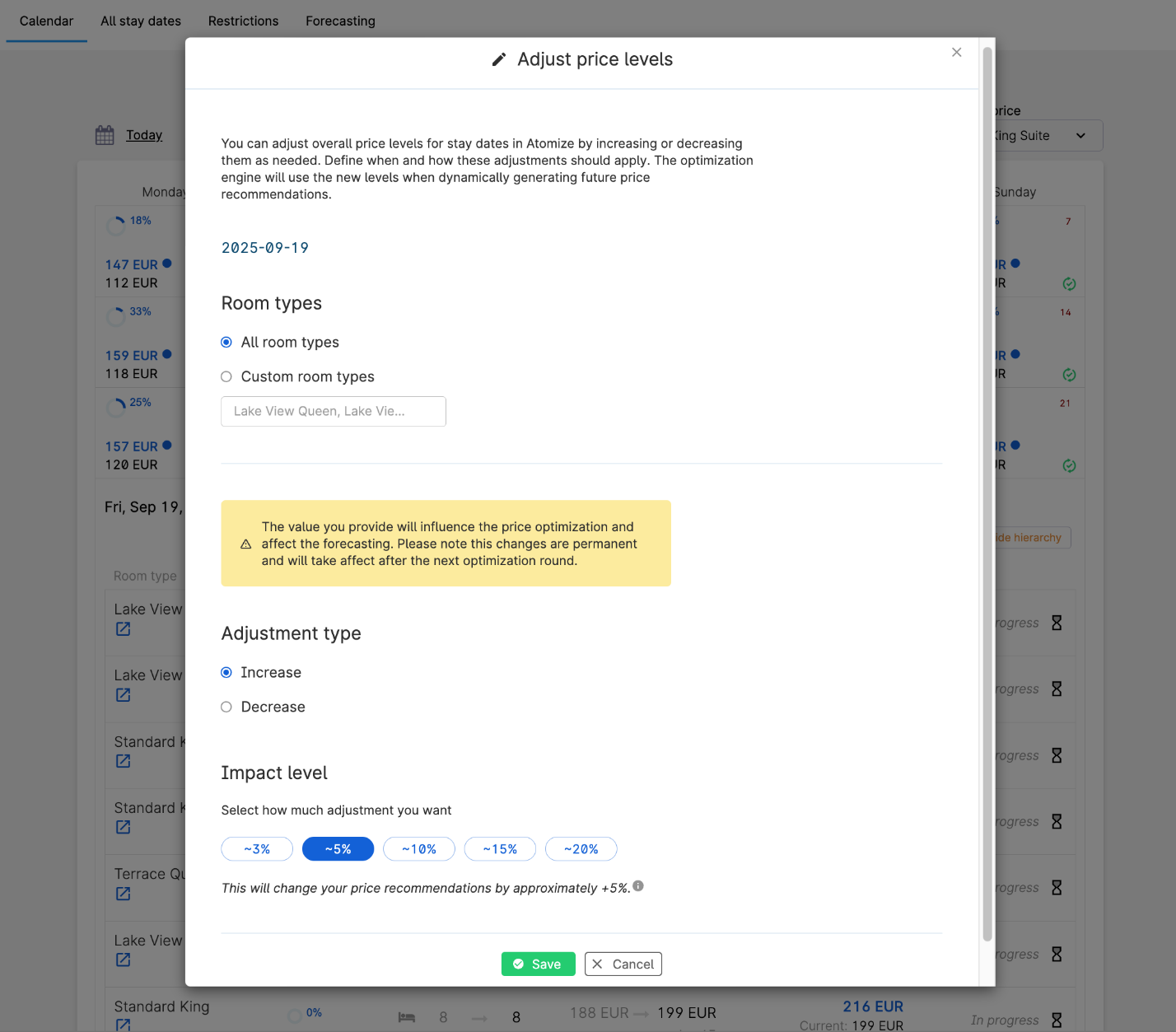 How to adjust price levels in Atomize RMS by Mews
