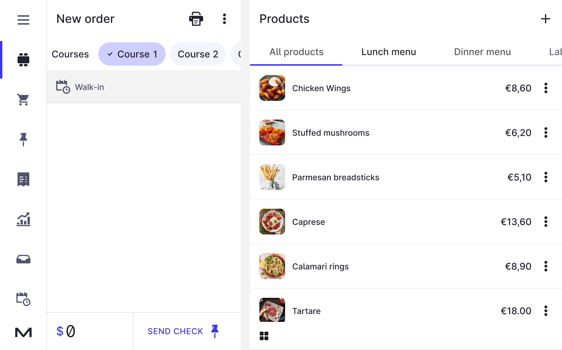 How to add a menu item to an order using the Mews POS Android app