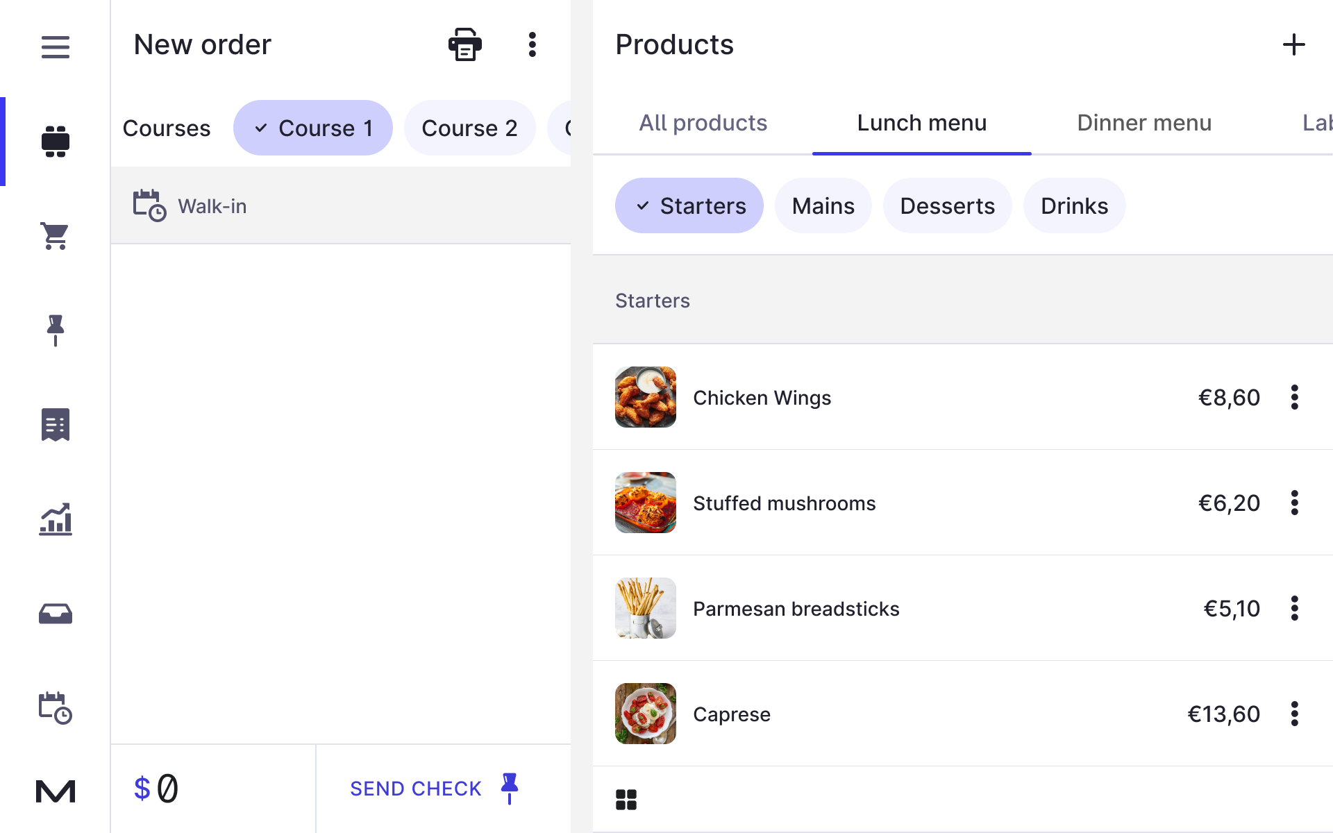 How to add a menu item to an order using the Mews POS Android app