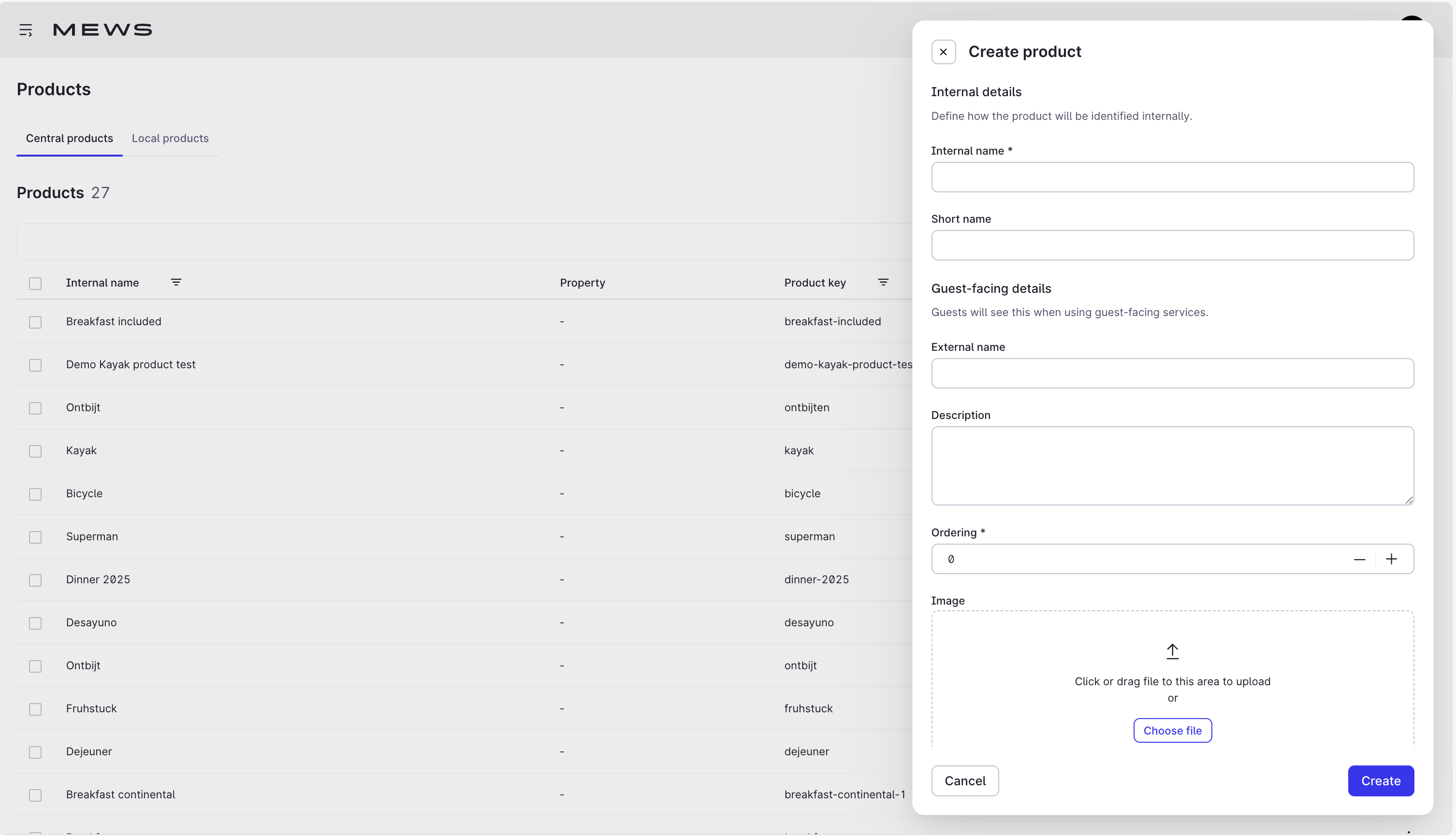 How to create central products in Mews Multi-Property