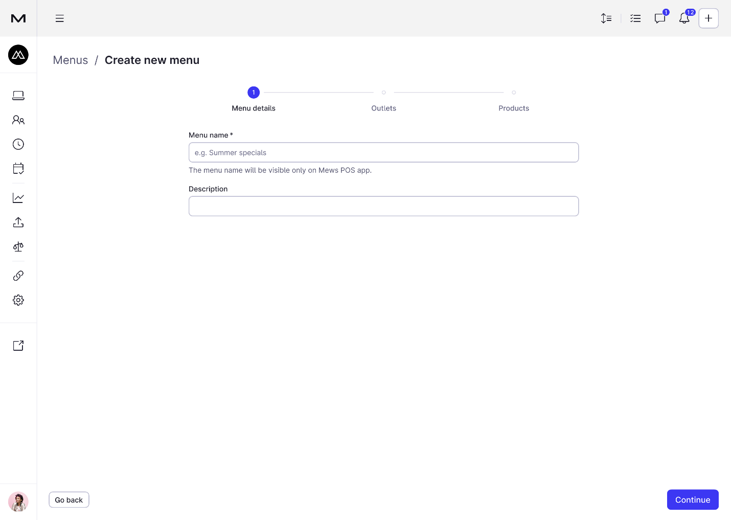How to create a menu in Mews POS