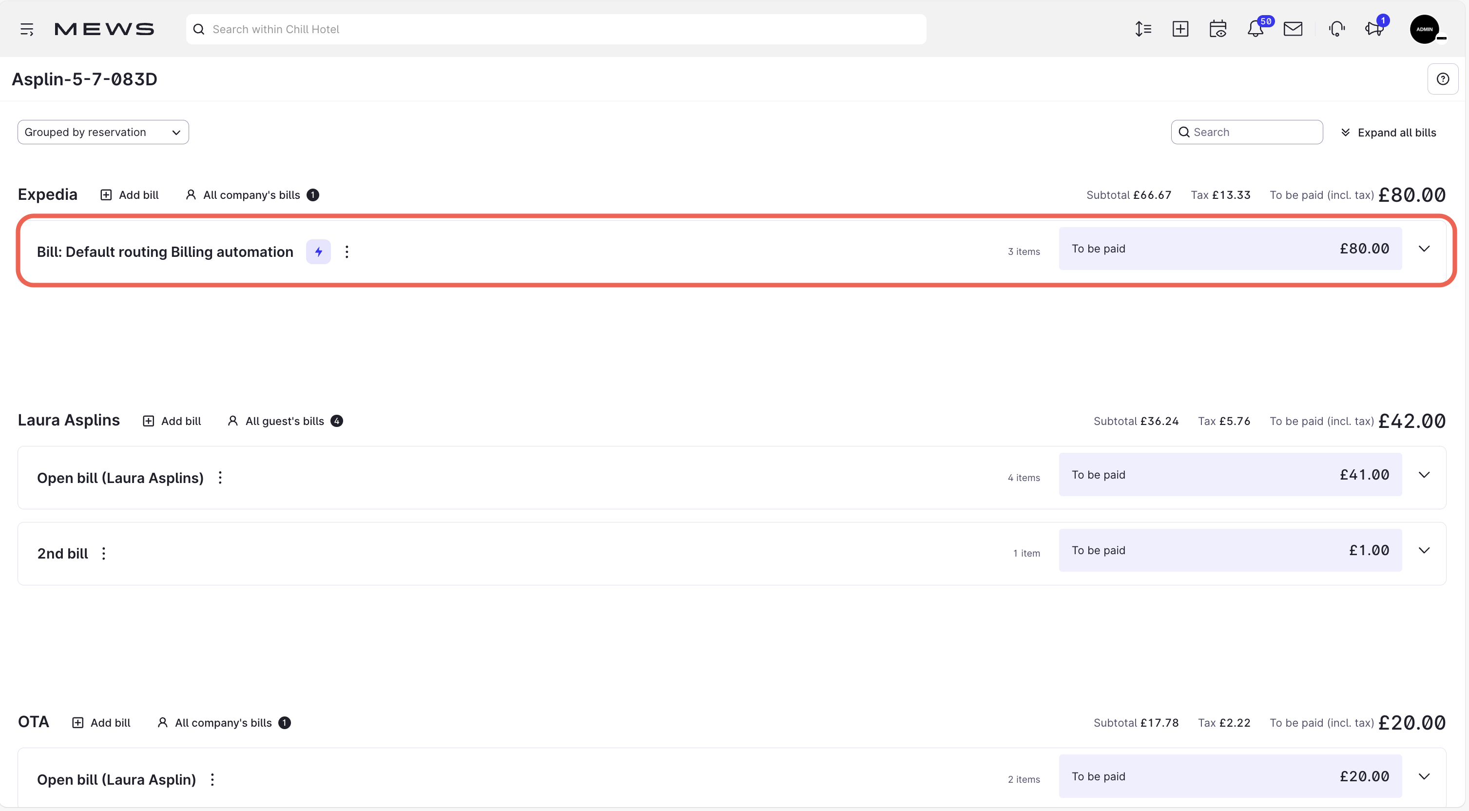 How to automatically route payments to the correct bill in Mews Operations