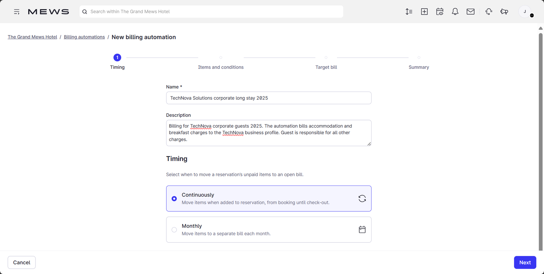 How to create a billing automation in Mews Operations